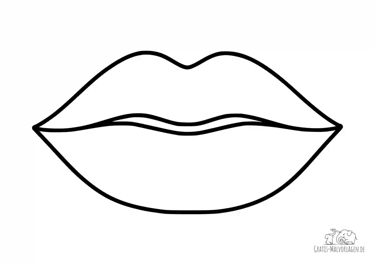 Ausmalbild Mund mit Lippenkontur - Gratis Malvorlagen